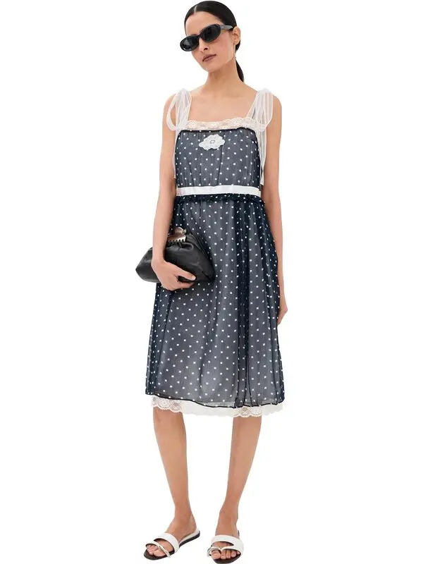 Marc Jacobs Ribbon Strap Chiffon Dress - Navy Multi