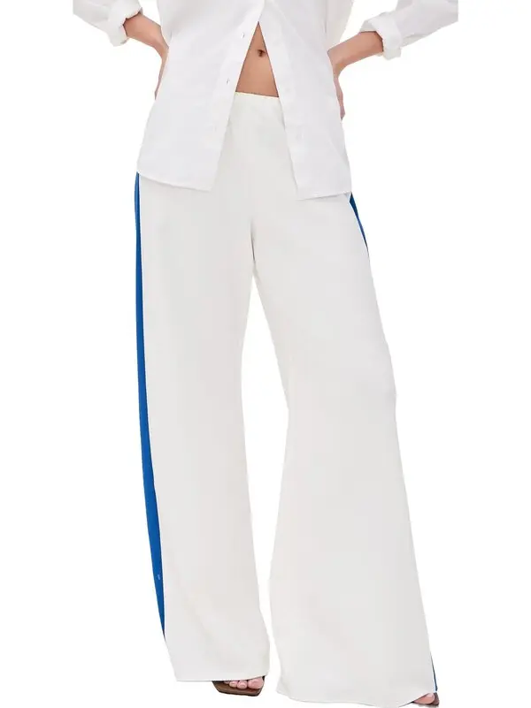 LA LIGNE Side Stripe Colby Pants - Ivory/cobalt