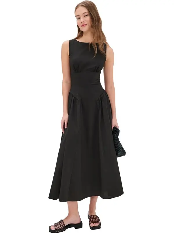 Staud Gwen Midi Dress - Black