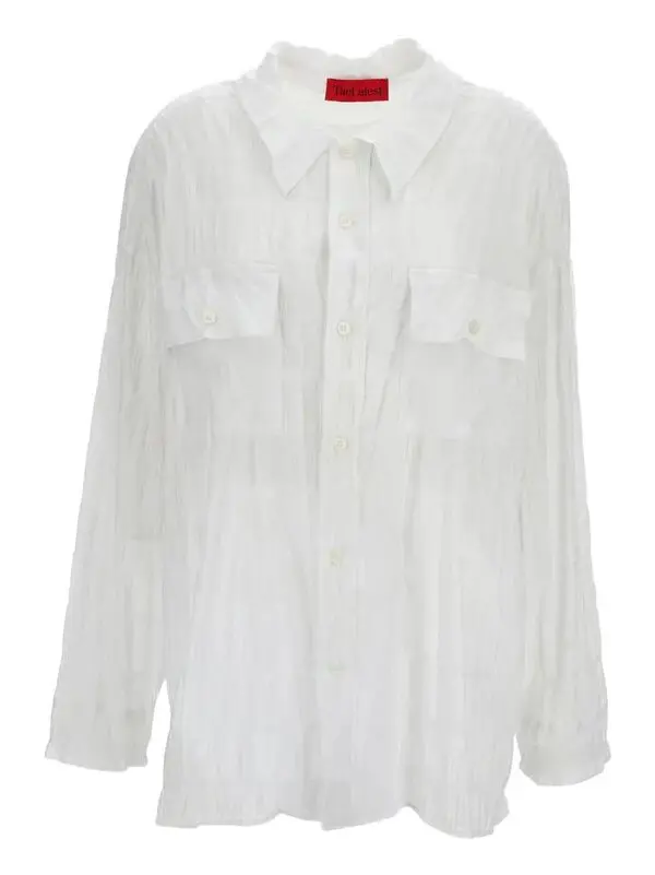 THELATEST Crinkled-effect Patch-pocket Shirt - White