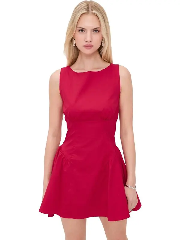 Staud Gwen Mini Dress - Cherry