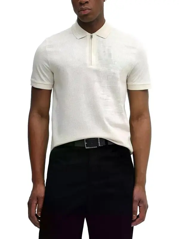 BOSS H-paras Half-zip Polo Shirt - Neutrals