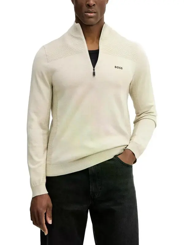 BOSS Zip-up Sweater - Neutrals
