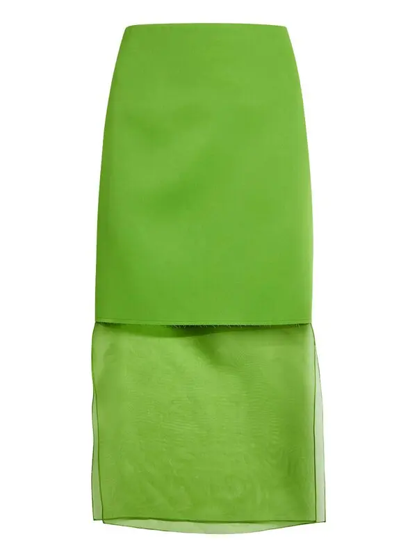 Khaite Sybil Layered Effect Satin Skirt - Green