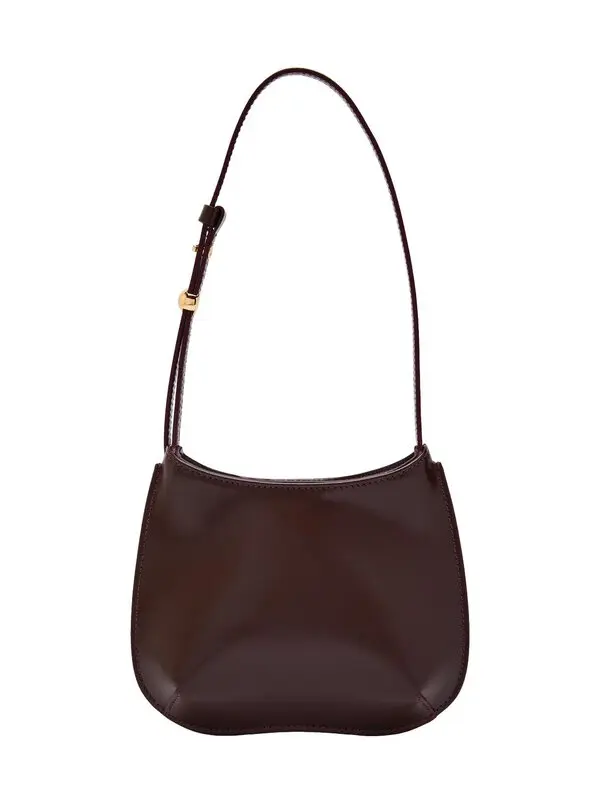 Jacquemus Le Petit Bisou Glossed Leather Shoulder Bag - Burgundy