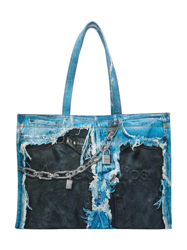Acne Studios Printed Denim Tote Bag - Blue