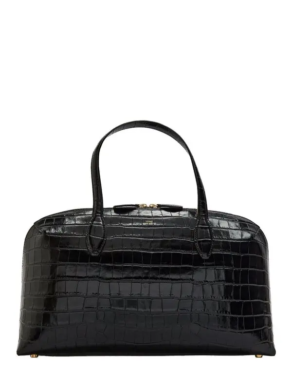 TOTEME Lounge Medium Crocodile-effect Leather Top Handle Bag - Black