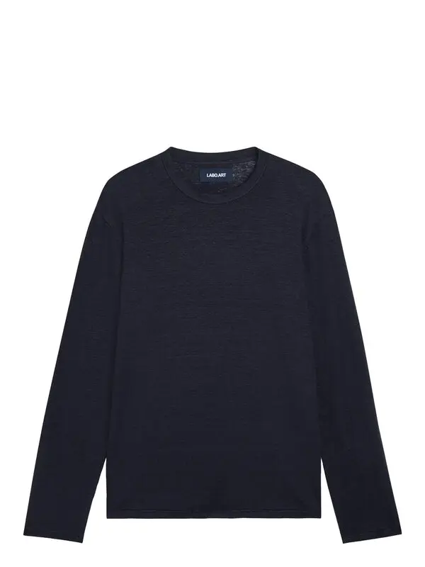 Labo.art Long Sleeve Linen-blend T-shirt - Navy