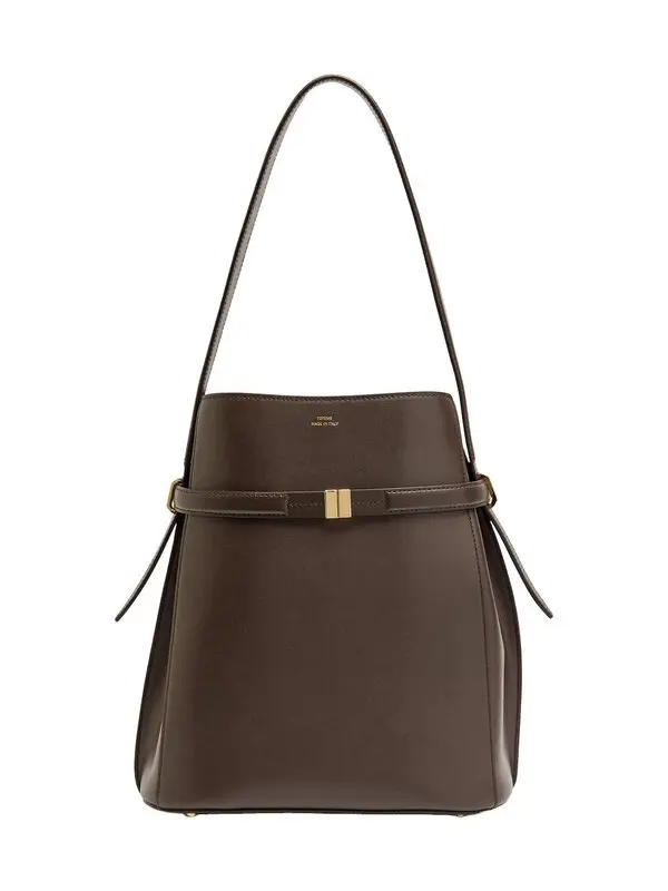 TOTEME Leather Bucket Bag - Chocolate