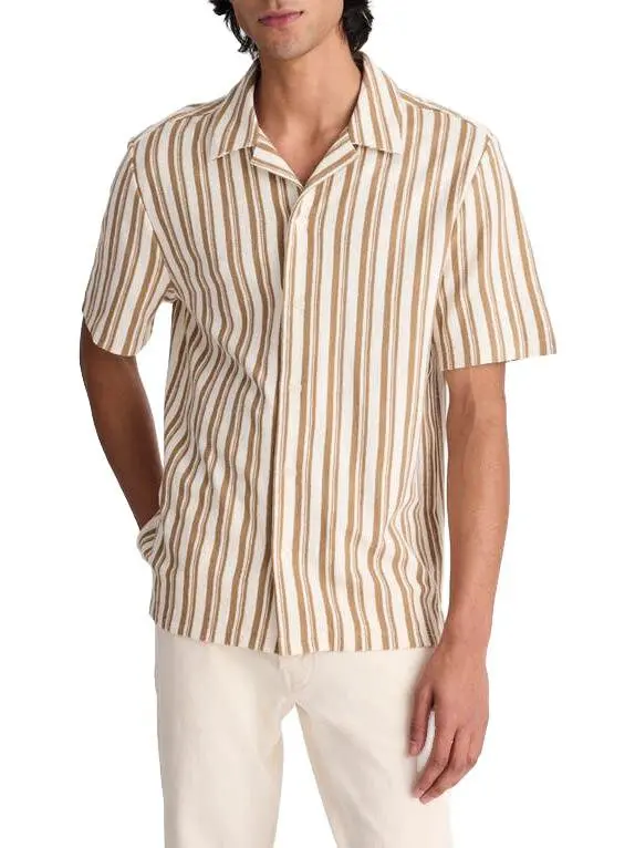 Madewell Seaport Terry Camp Shirt - Stripe Maple Seed