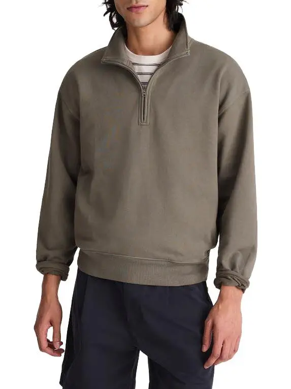 Madewell Quarter Zip Loopback Terry Sweatshirt - Olive Slate