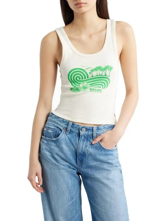 Rip Curl Ocean Break Rib Graphic Tank - Bone