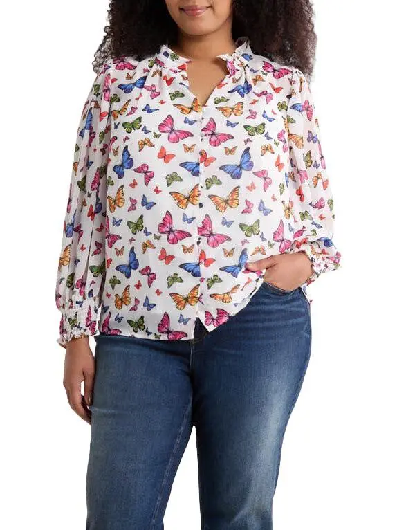 SUGARLIPS Butterfly Print Shirt - White-multi