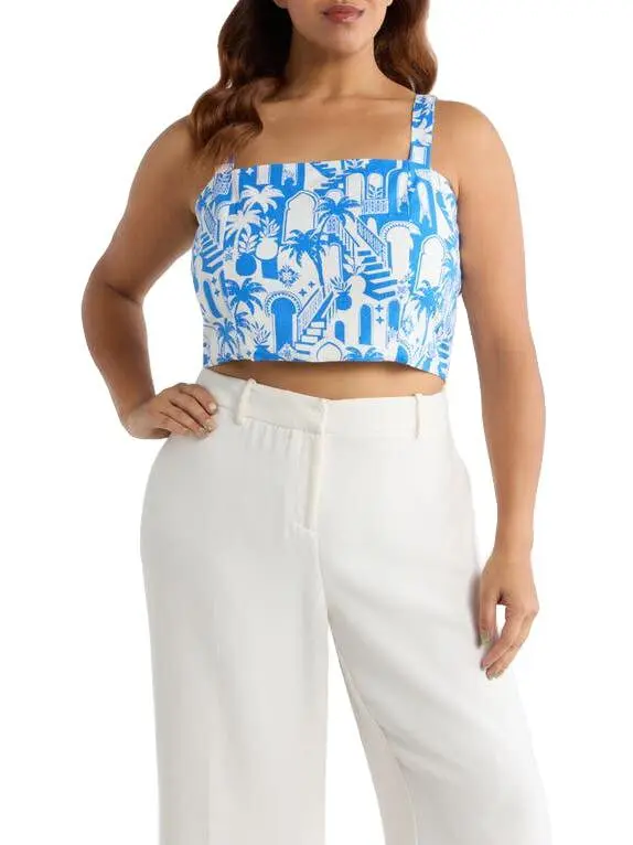 SUGARLIPS Nalina Crop Top - White-blue