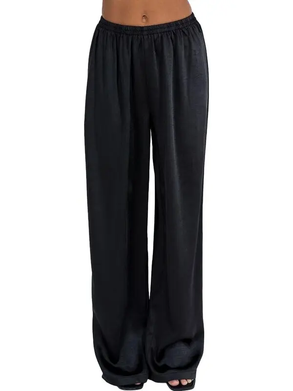 Princess Polly Nixie Wide Leg Satin Pants - Black