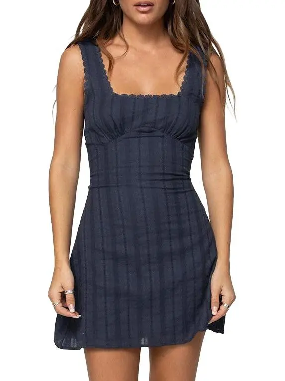 Princess Polly Dasha Cotton Fit & Flare Minidress - Navy