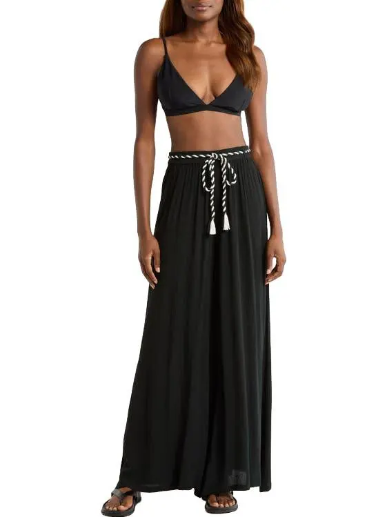 Elan Wide Leg Cover-up Pants - Black
