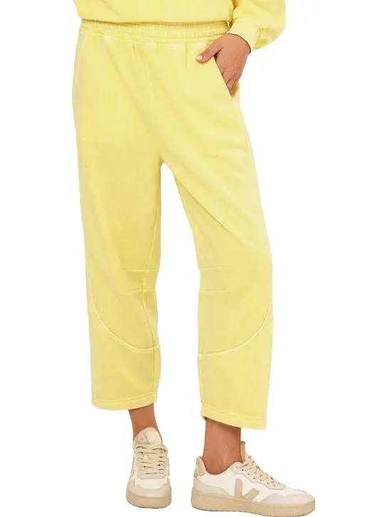 THREADS 4 THOUGHT Chantel Mineral Wash Crop Wide Leg Pants - Lemonade