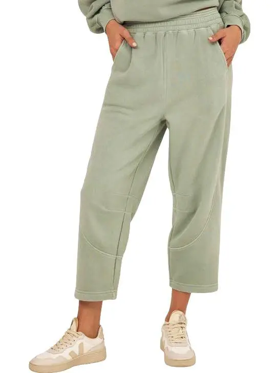 THREADS 4 THOUGHT Chantel Mineral Wash Crop Wide Leg Pants - Wasabi