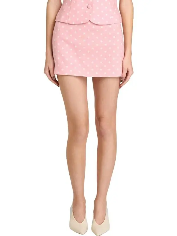 WAYF Linen-blend Miniskirt - Pink Polka Dot