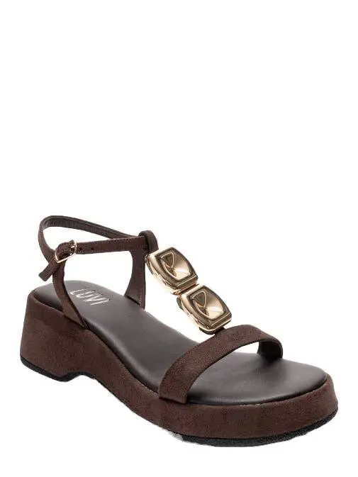 PROLOGUE SHOES Platform Sandal - Brown Suede