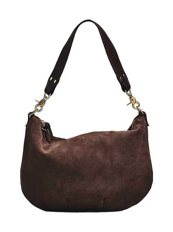 Clare V. Moyen Messenger Crossbody Bag - Chocolate Suede