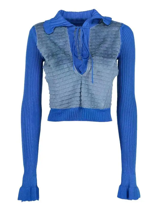Fendi Ruffle Wool Sweater - Blue
