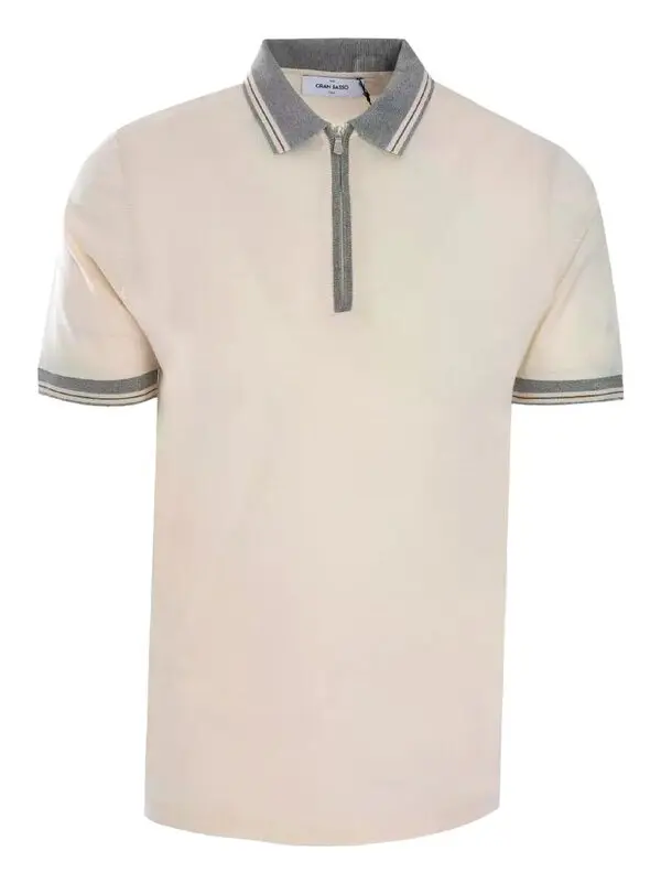 GRAN SASSO Stripe-trim Polo Shirt - Neutrals