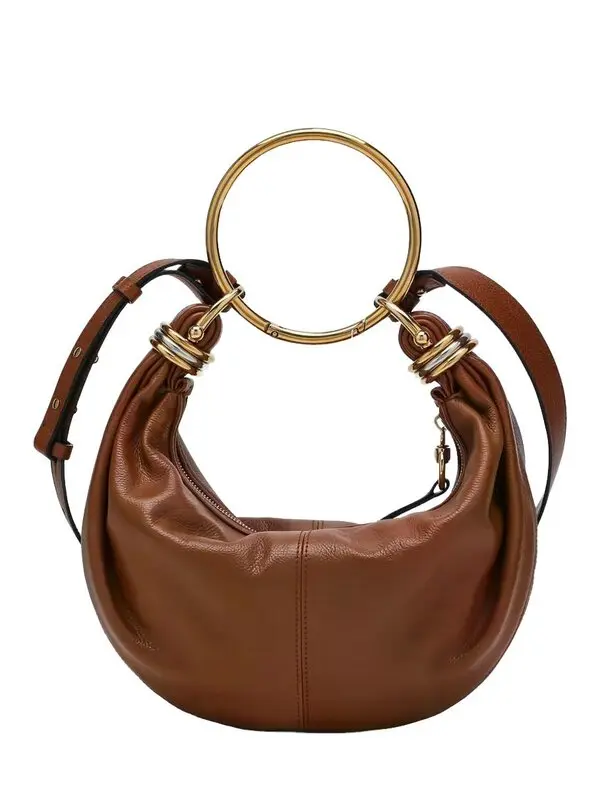 Chloé Small Leather Satchel With Bracelet Handle - Brown