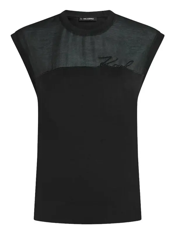Karl Lagerfeld Signature-detail Tank Top - Black