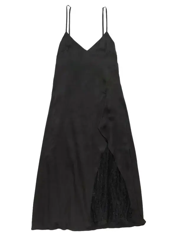 Acne Studios Lace Insert V-neck Midi Dress - Black