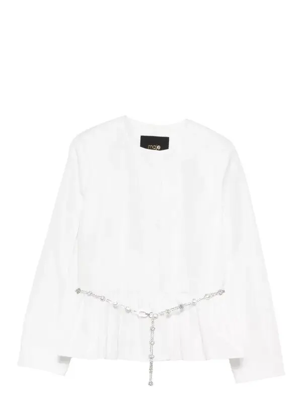 Maje Embellished Peplum-hem Jacket - White