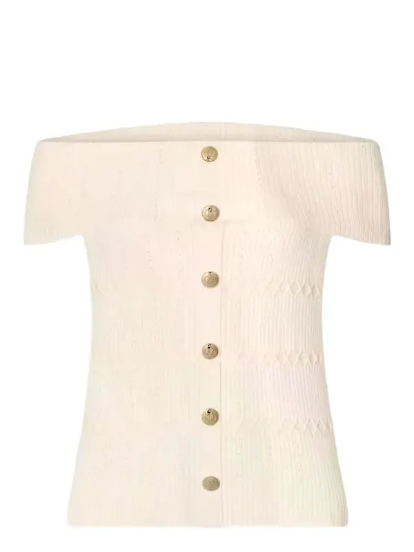 Liu Jo Bardot-neck Ribbed Knit Top - Neutrals