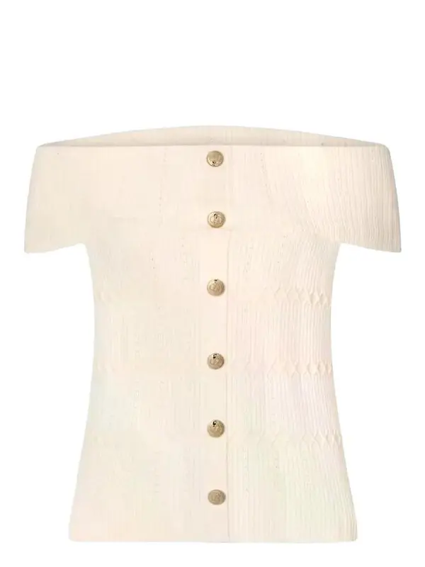Liu Jo Bardot-neck Ribbed Knit Top - Neutrals