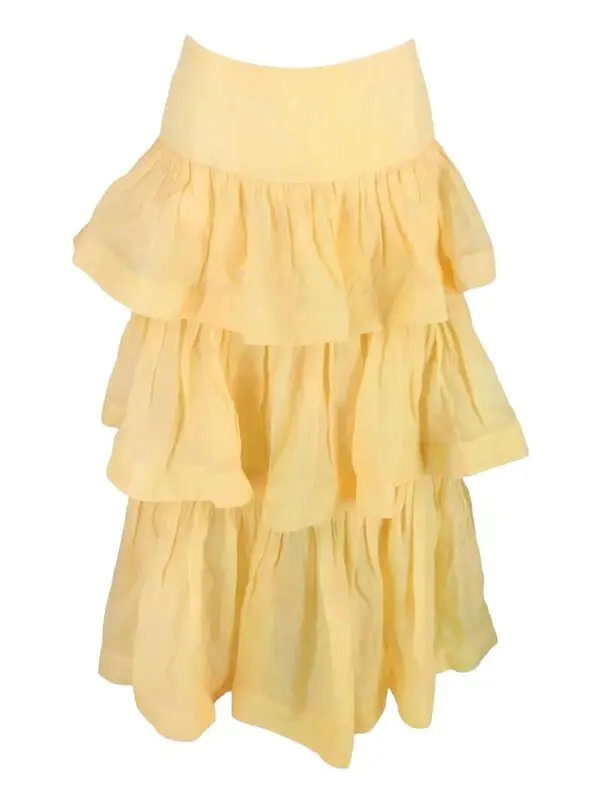 Zimmermann Coaster Tiered Maxi Skirt - Yellow