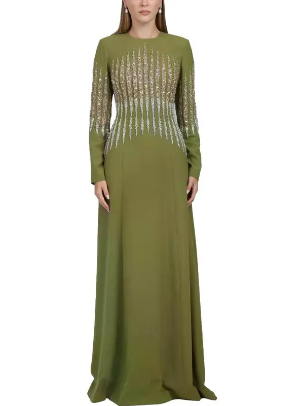 DINA MELWANI Crystal-embellished Maxi Dress - Green