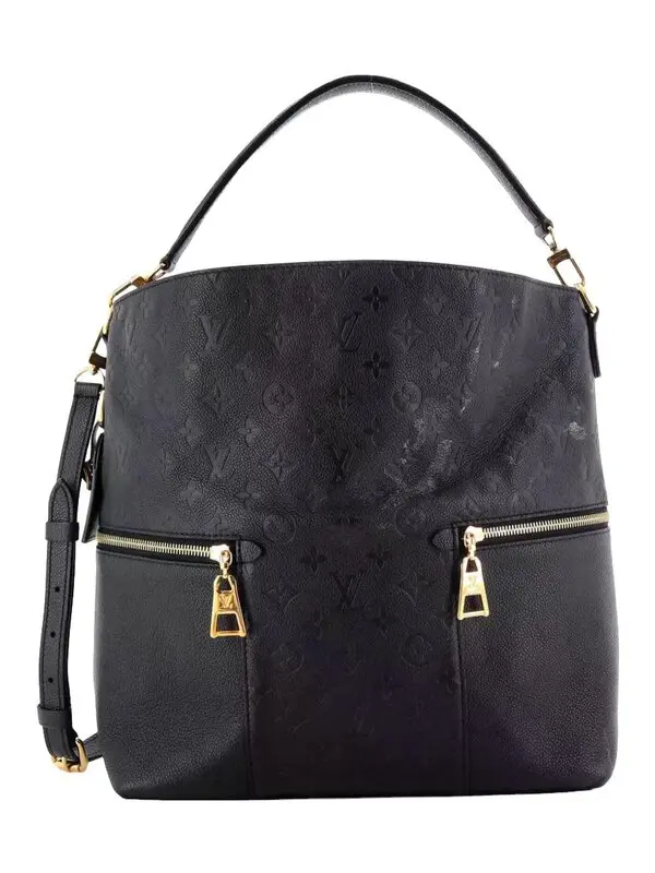LOUIS VUITTON Melie Handbag Monogram Empreinte Leather Hobo Bag - Black