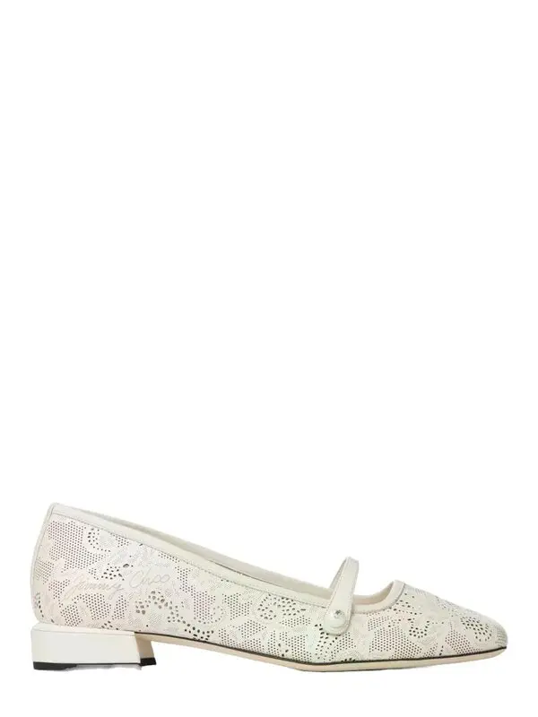 JIMMY CHOO Elisa Pearl Laser-cut Ballerinas - White