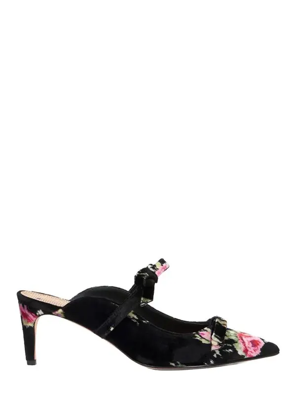 Red Valentino Floral Bow Mules - Black