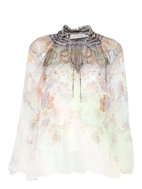 Zimmermann Luna Billow Paisley Blouse - Neutrals