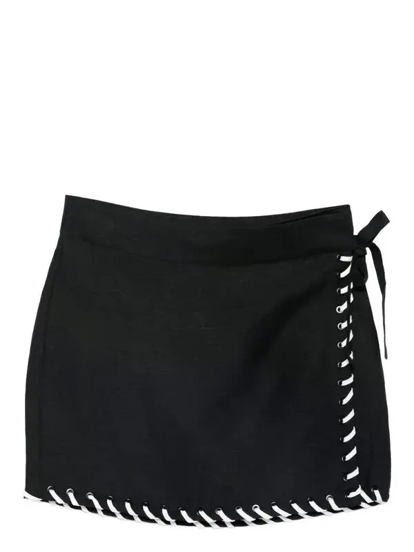 Simkhai Tie-waist Mini Wrap Skirt - Black
