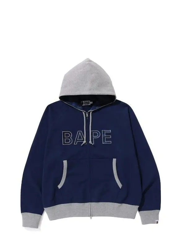 A BATHING APE Camo Thermal Patch Loose Fit Zip Hoodie - Navy Blue