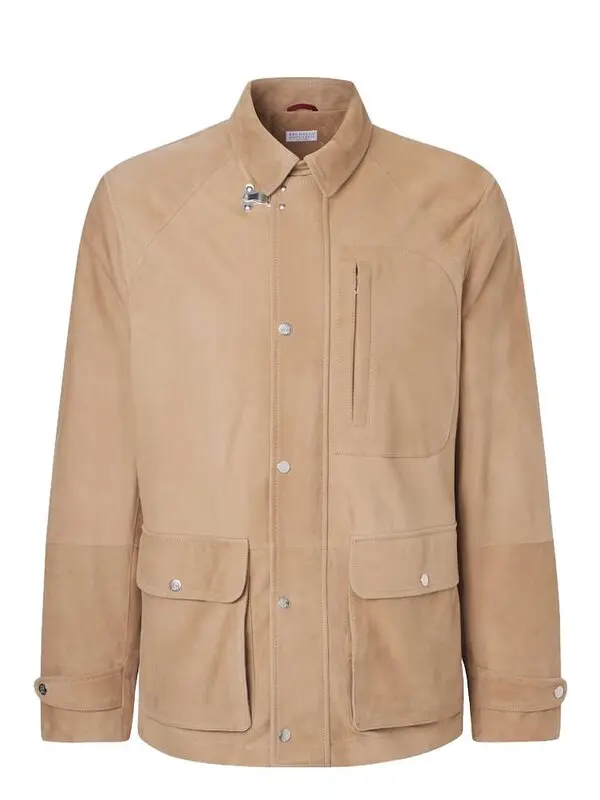 Brunello Cucinelli Suede Field Jacket - Beige