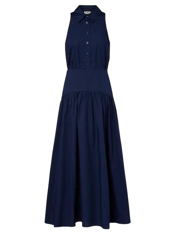 Staud Romy Cotton Midi Dress - Blue