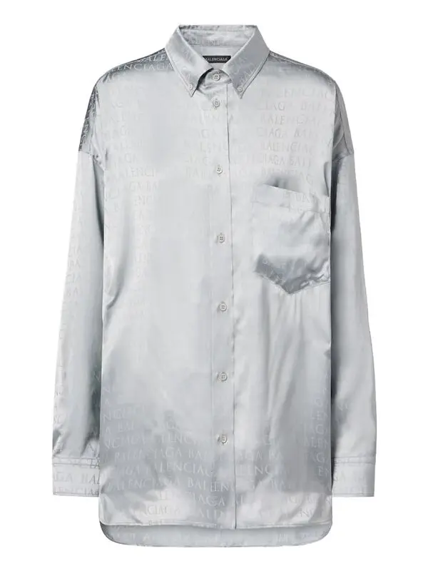 Balenciaga Monogram Jacquard Satin Shirt - Grey