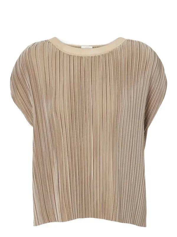 JOSEPH Cedre Plissé Satin Top - Beige