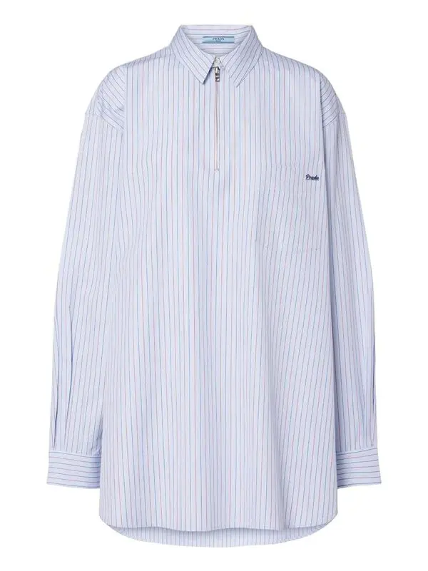 Prada Chevron Striped Oversized Cotton Shirt - Multicoloured