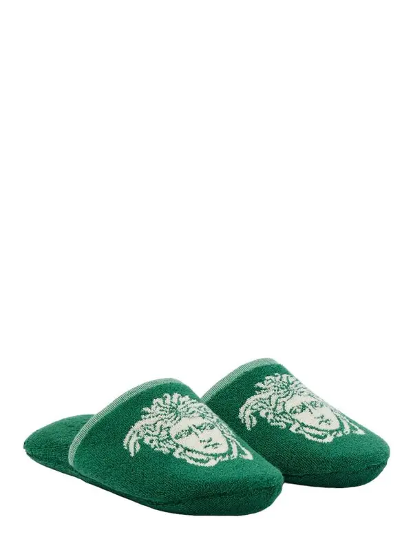 Versace Medusa Cotton Terry Slippers - Green