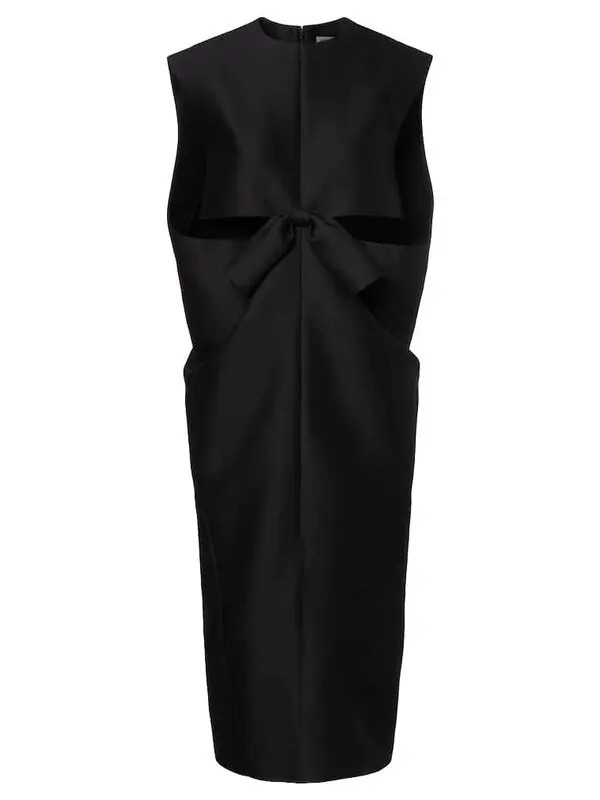 Balenciaga Cutout Crêpe Satin Midi Dress - Black