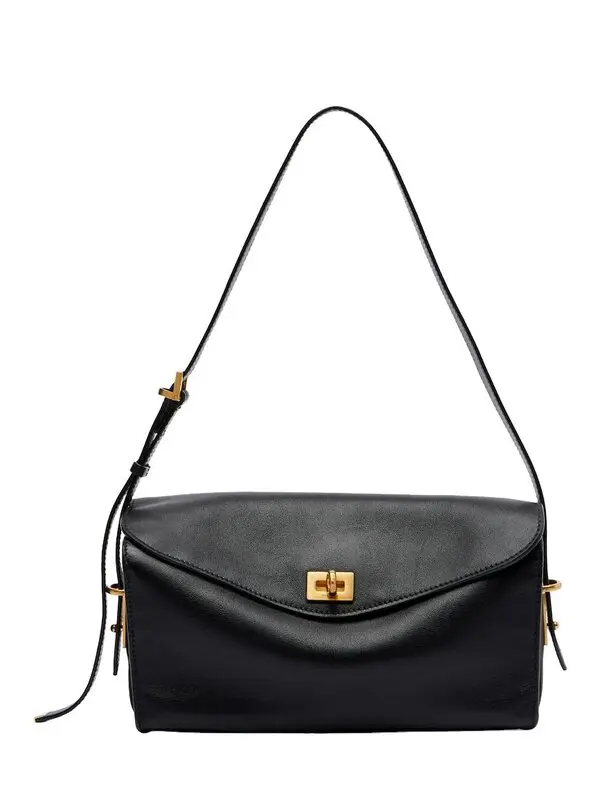 Balenciaga Le 7 Leather Shoulder Bag - Black